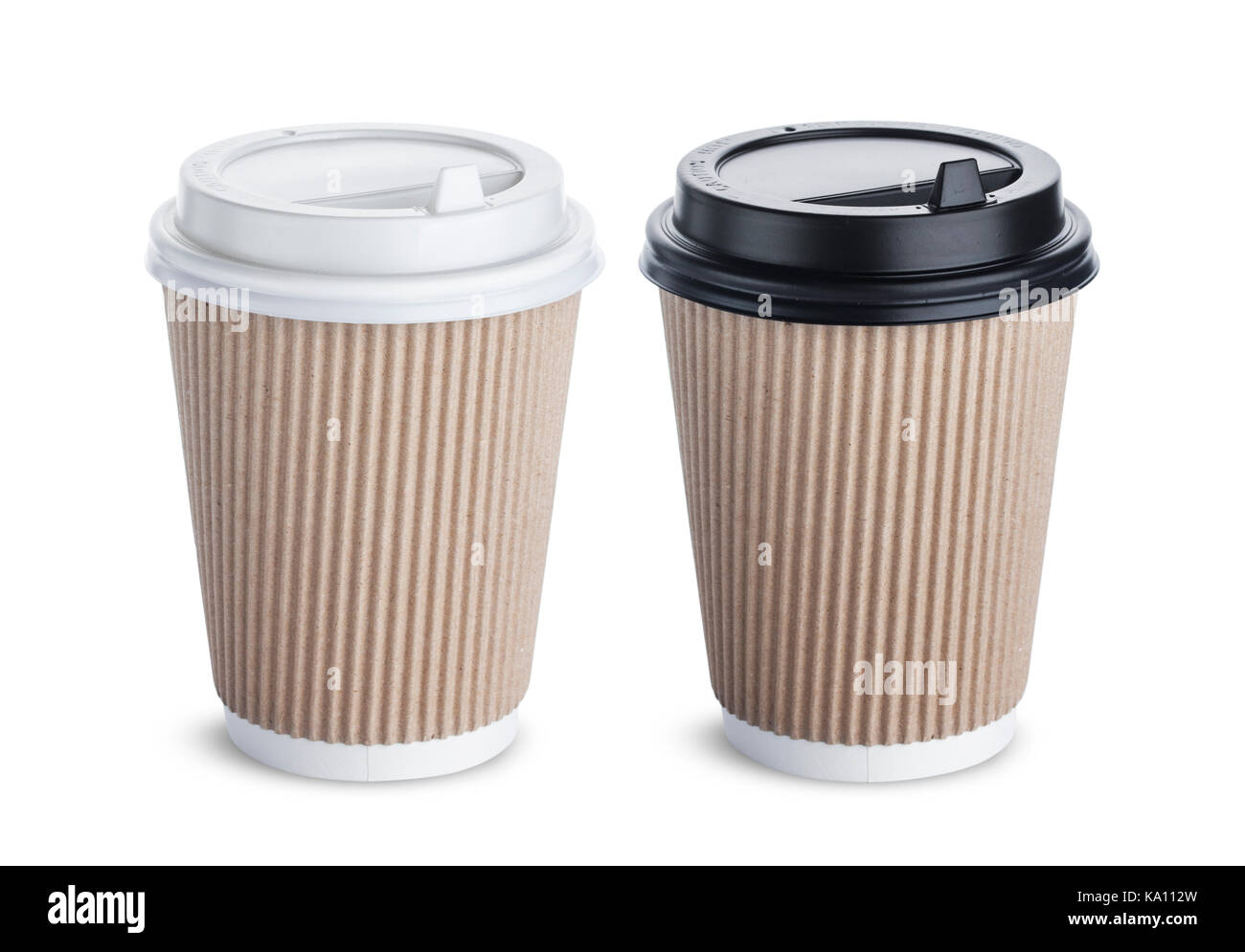 Paper cups with caps isolated on white background Stock Photo - Alamy
