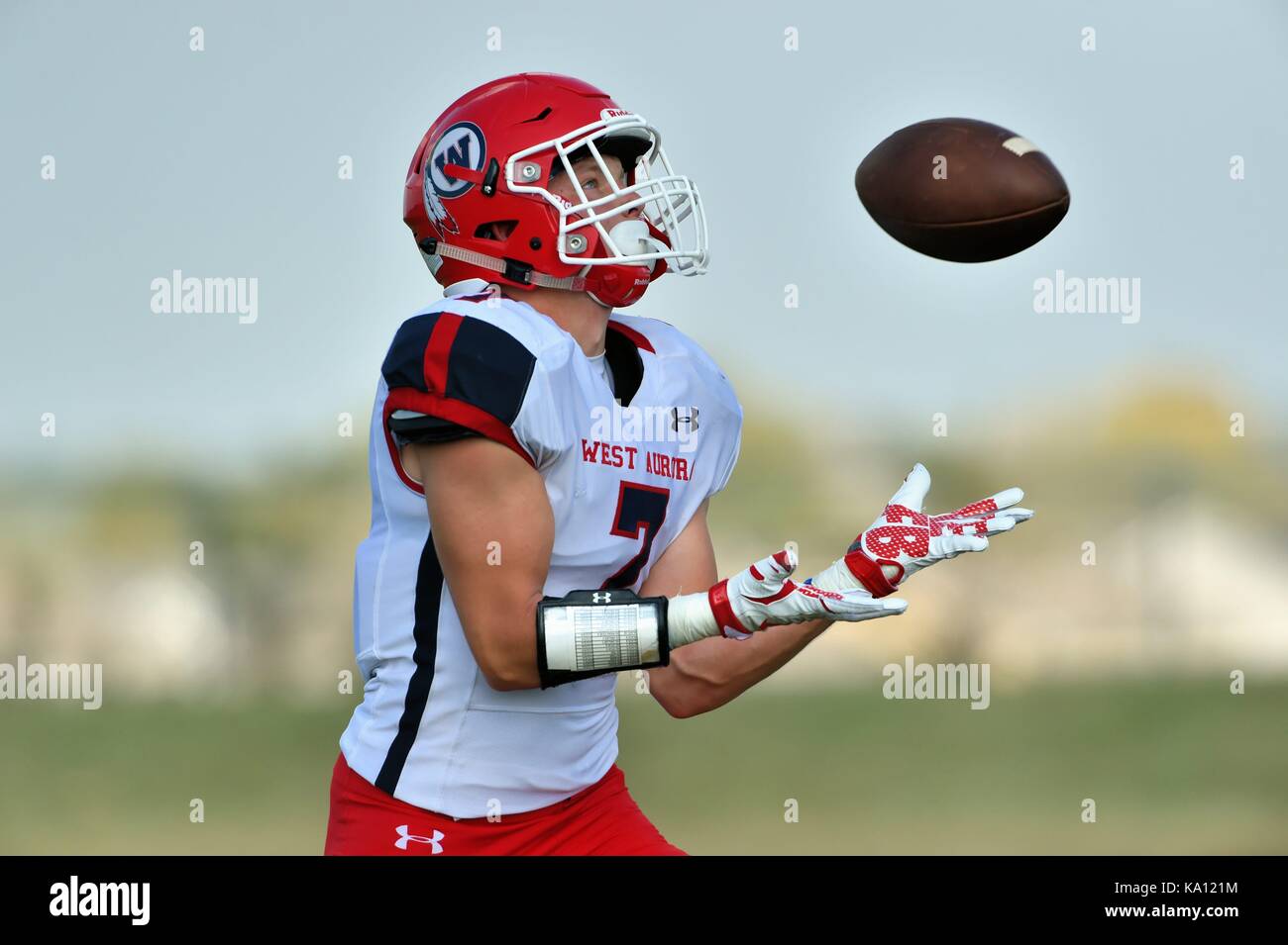 Player making a running catch prior to making a kick-off return. USA ...