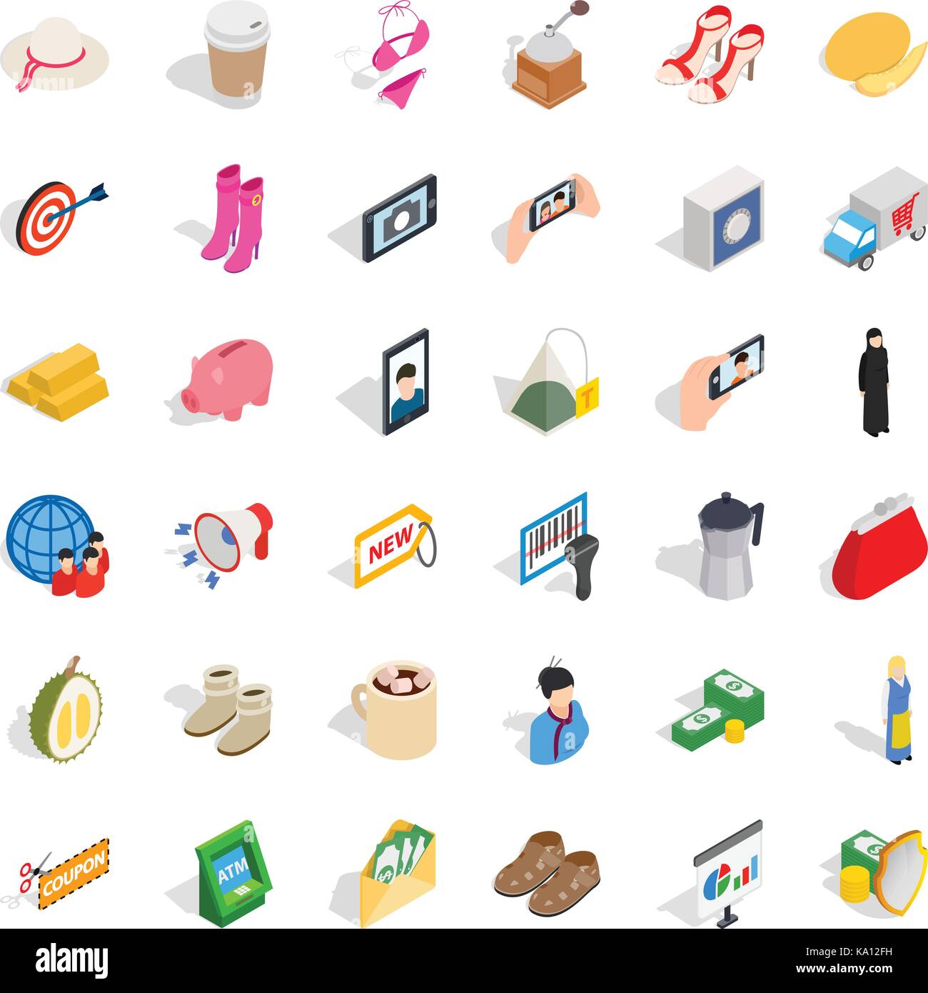 Female icons set, isometric style Stock Vector Image & Art - Alamy