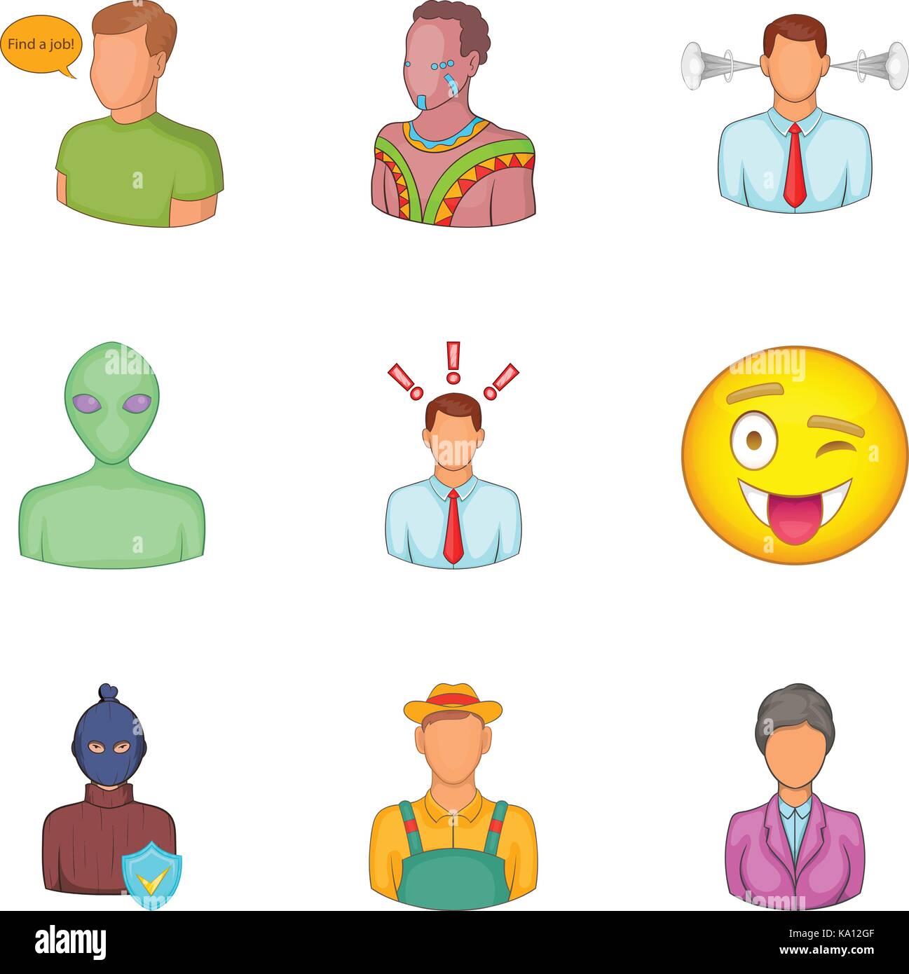 Face icons set, cartoon style Stock Vector Image & Art - Alamy