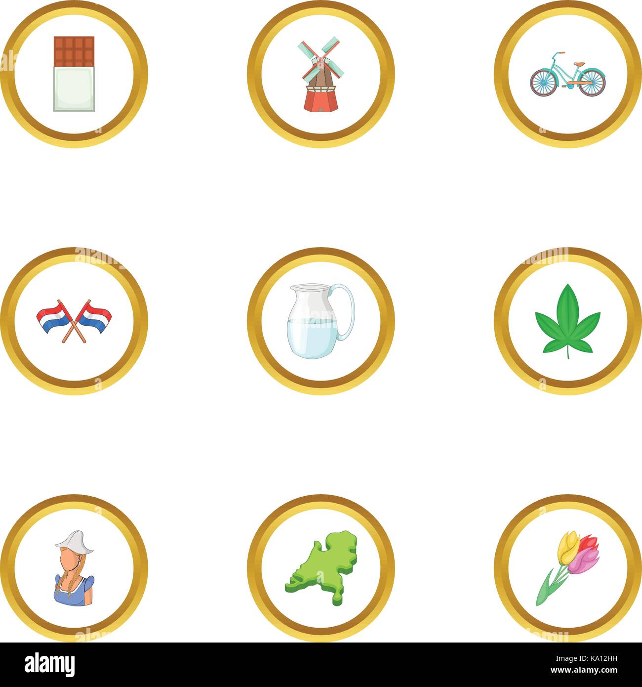 Typical Netherlands icons set, cartoon style Stock Vector Image & Art ...