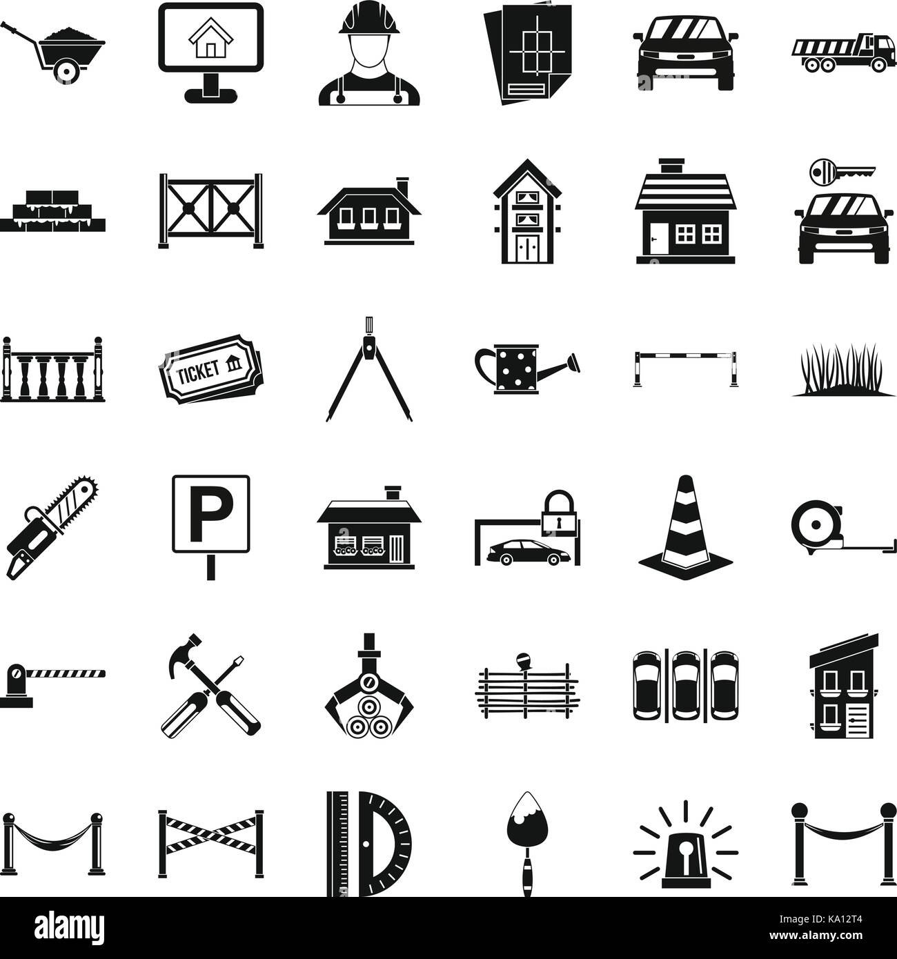 Fence icons set, simle style Stock Vector Image & Art - Alamy