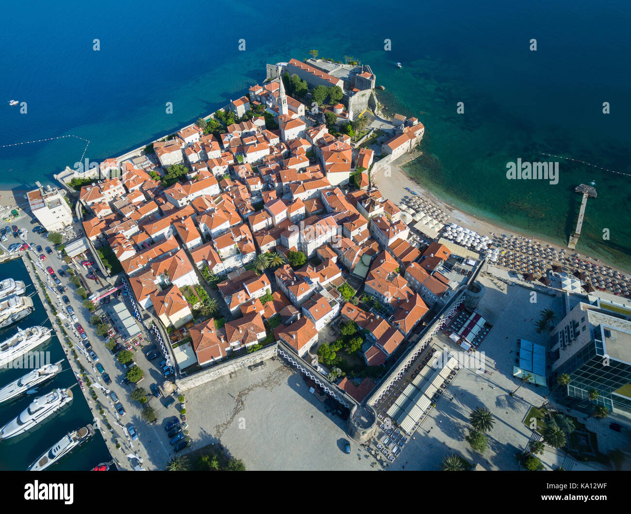 Aerial View of Old Budva in Montenegro Stock Photo - Alamy Aerial View of Old Budva in Montenegro Stock Photo - Alamy