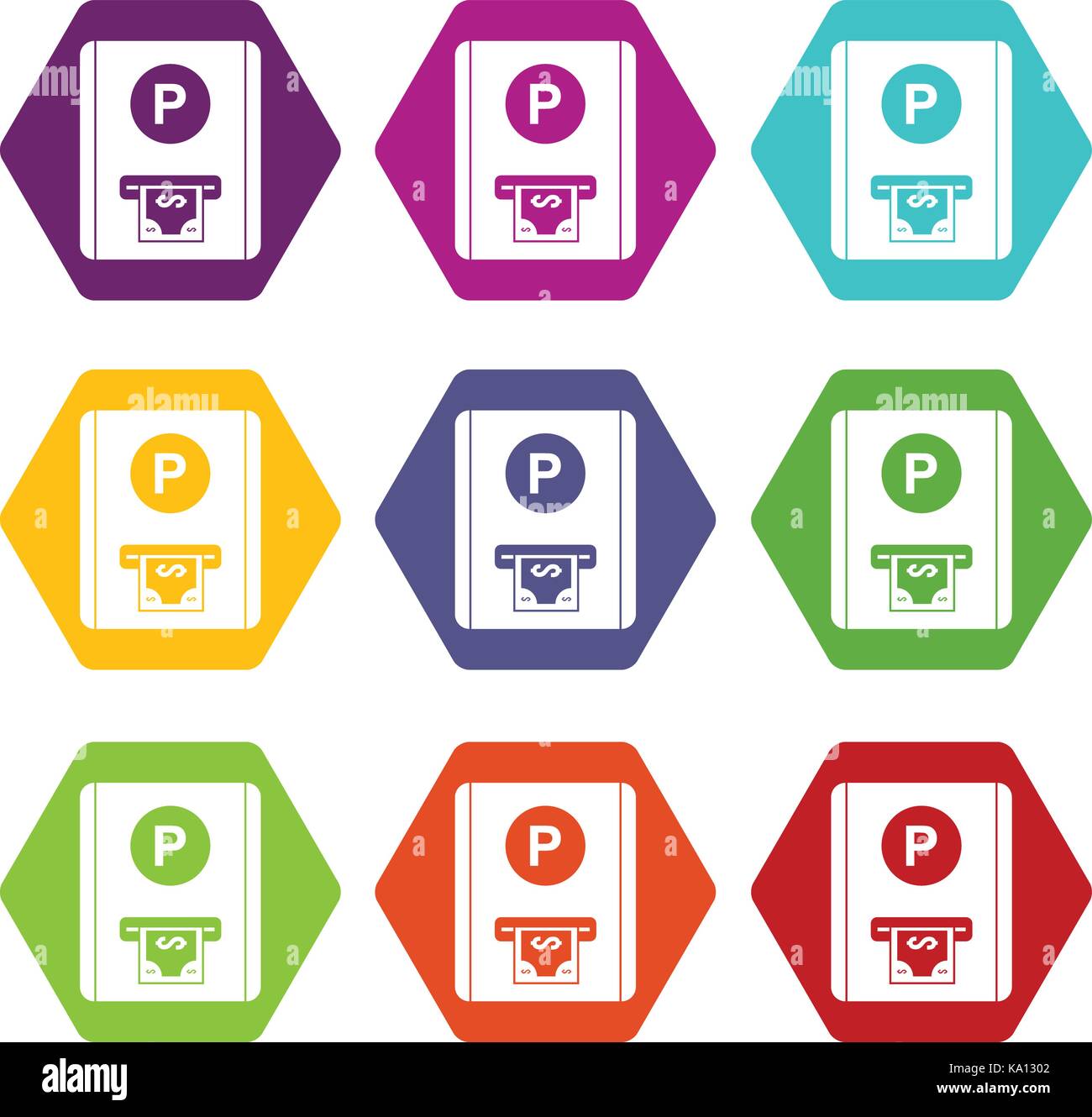 Parking fee icon set color hexahedron Stock Vector Image & Art - Alamy