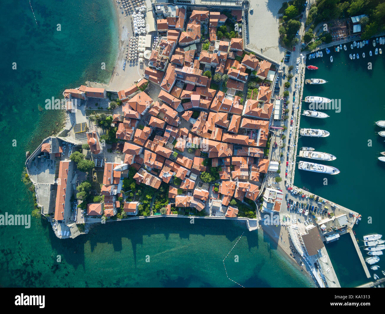 Aerial View of Old Budva in Montenegro Stock Photo - Alamy Aerial View of Old Budva in Montenegro Stock Photo - Alamy