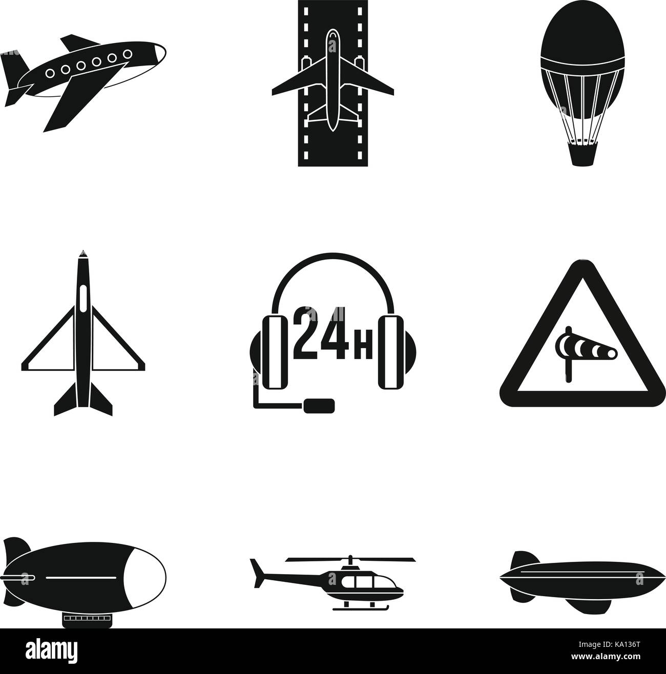 Supersonic aircraft icons set, simple style Stock Vector Image & Art ...