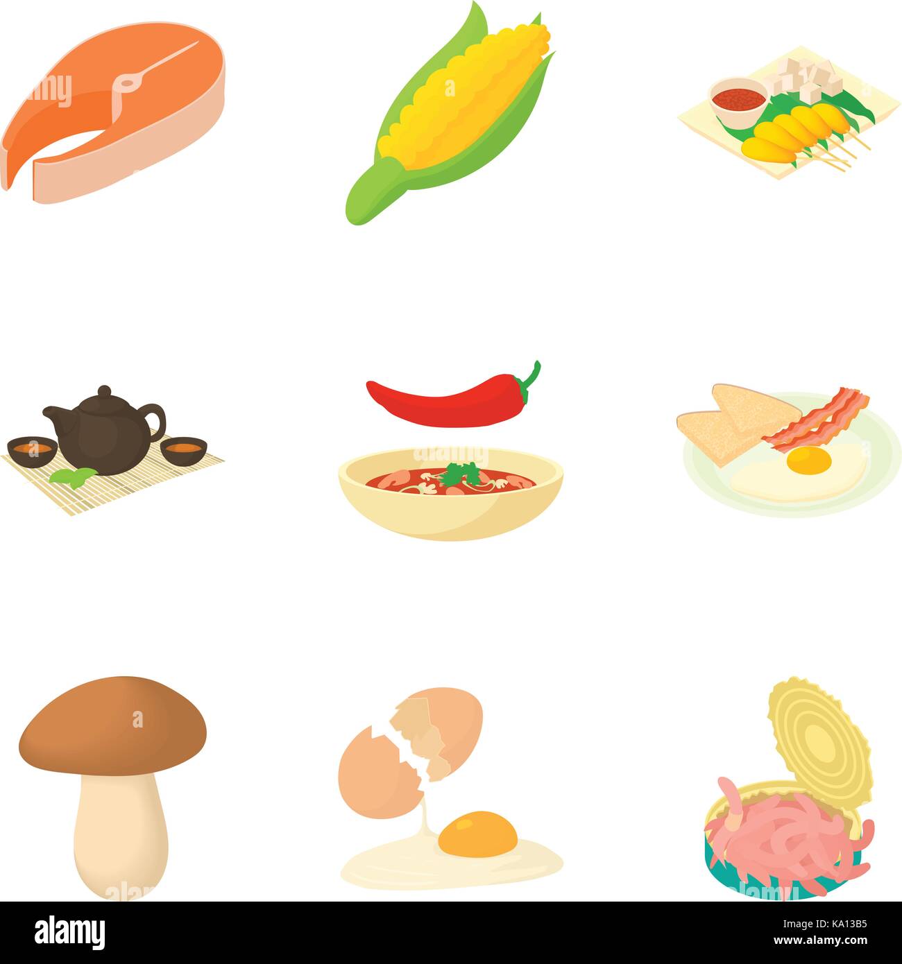 Spicy food icons set, cartoon style Stock Vector Image & Art - Alamy