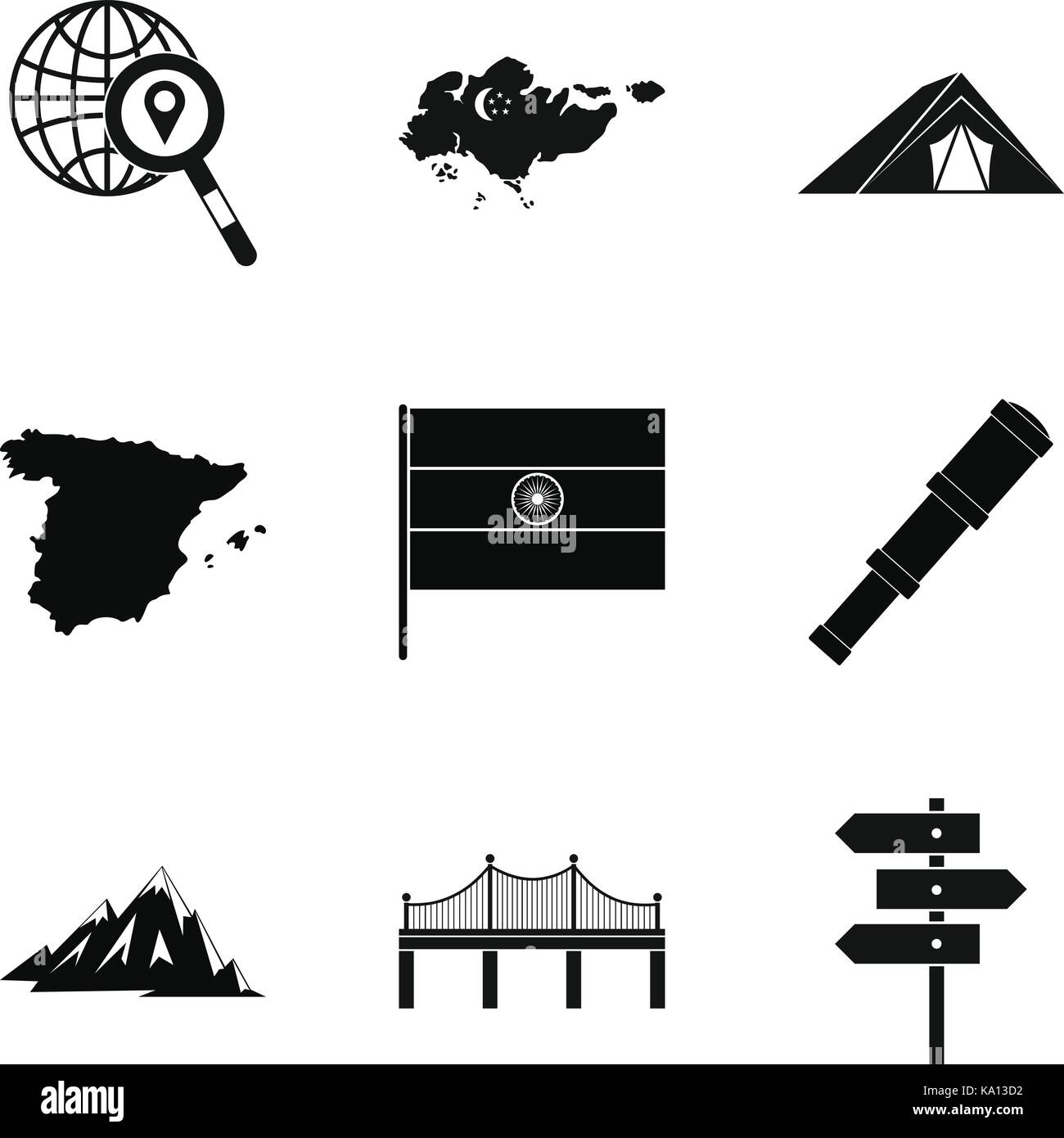 Navigation on the map icons set, simple style Stock Vector Image & Art ...