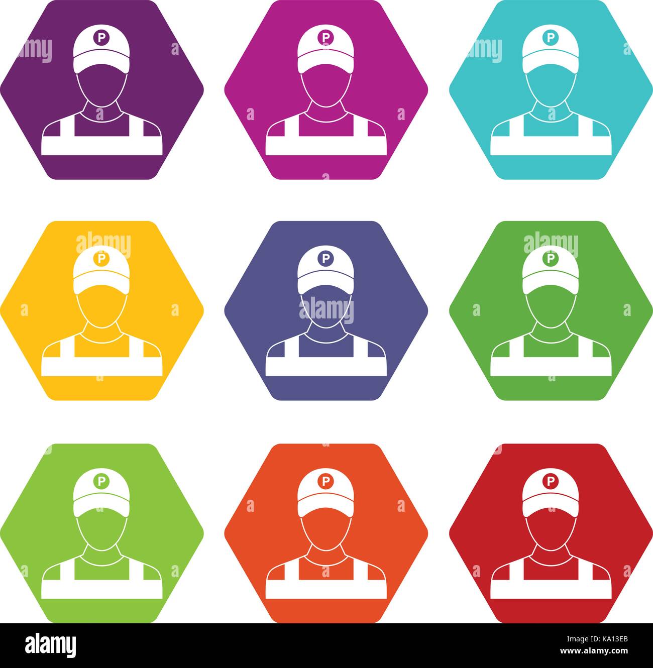 Parking attendant icon set color hexahedron Stock Vector Image & Art ...