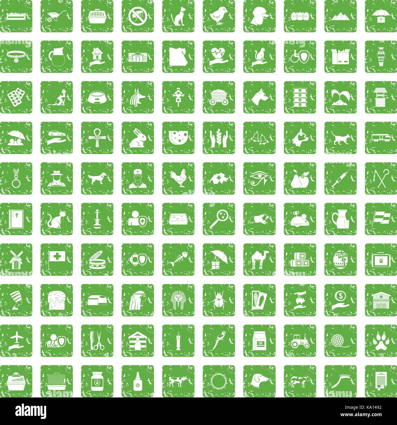 100 pets icons set grunge green Stock Vector Image & Art - Alamy
