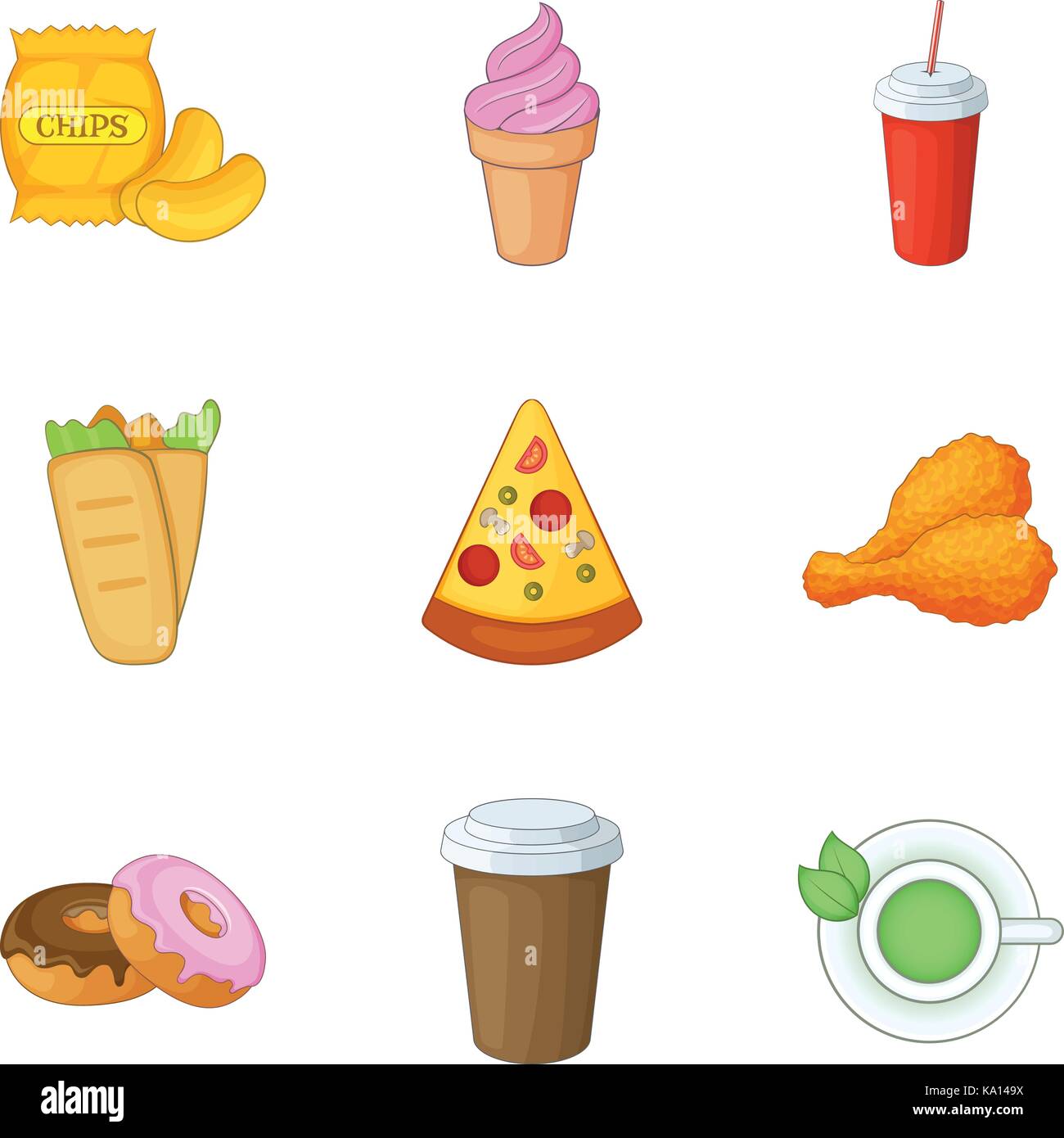 Fast food to takeaway icons set, cartoon style Stock Vector Image & Art ... Fast food to takeaway icons set, cartoon style Stock Vector Image & Art ...