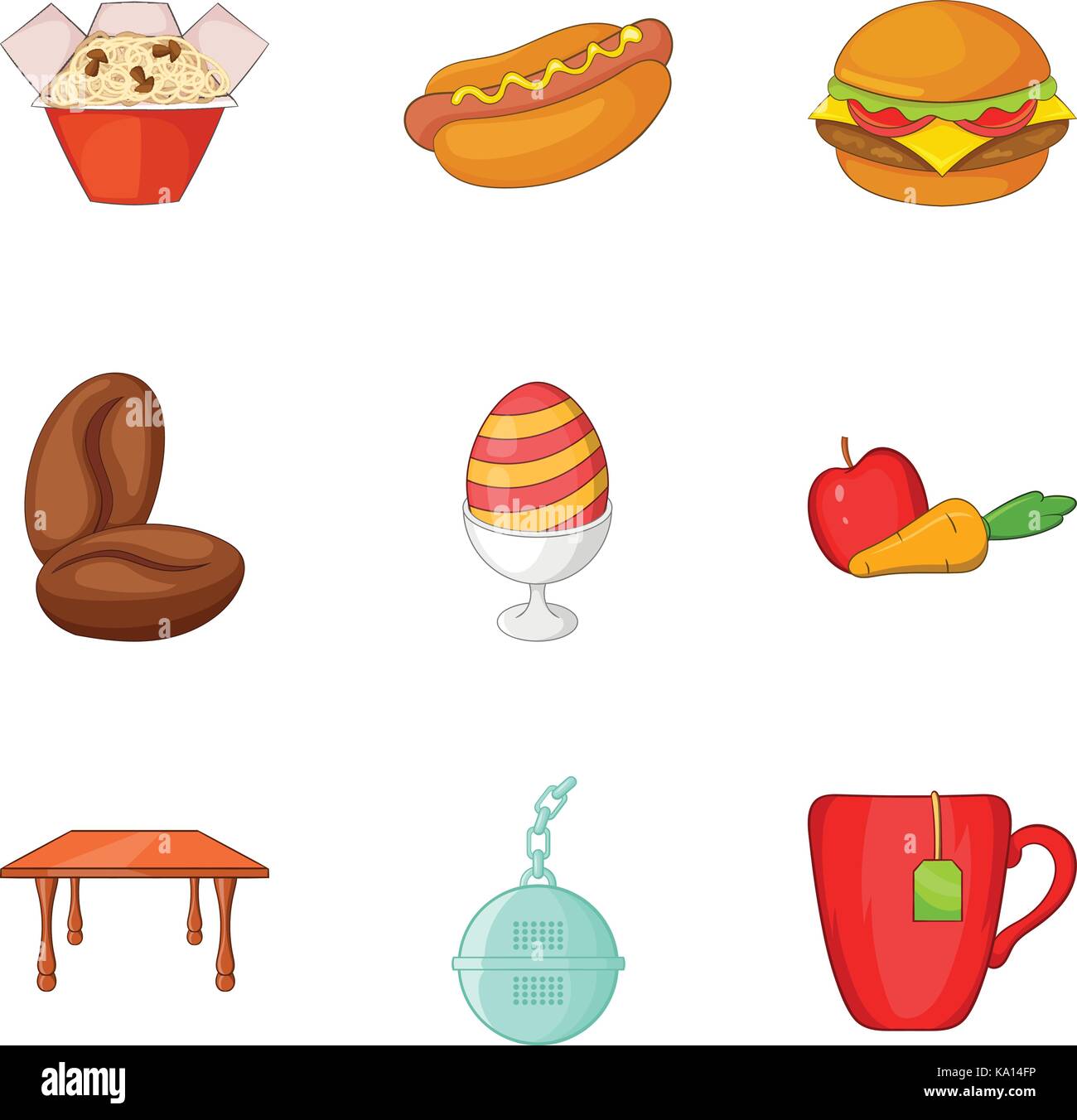 Oily food icons set, cartoon style Stock Vector Image & Art - Alamy