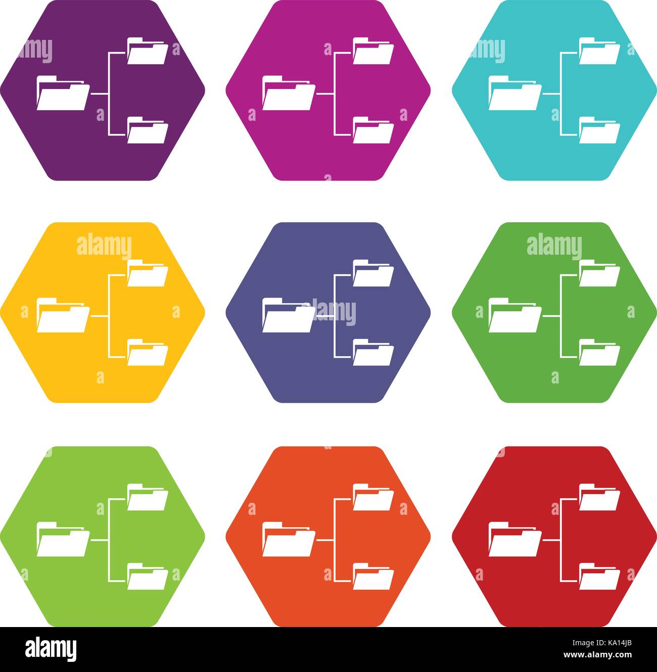 Folders structure icon set color hexahedron Stock Vector Image & Art ...