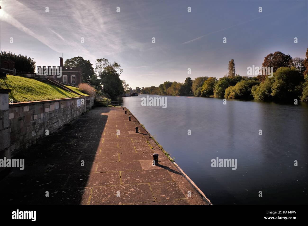 tow path and boat mooring Stock Photo - Alamy