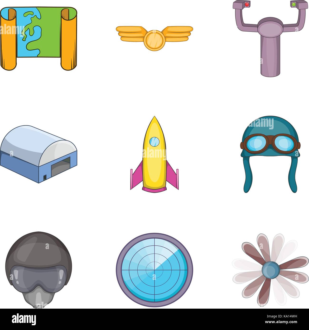 Landing field icons set, cartoon style Stock Vector Image & Art - Alamy