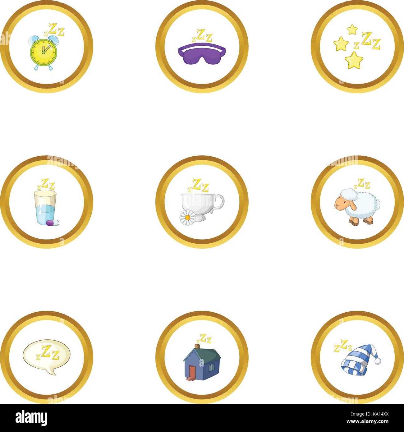 Preparation to sleep icons set, cartoon style Stock Vector Image & Art ...