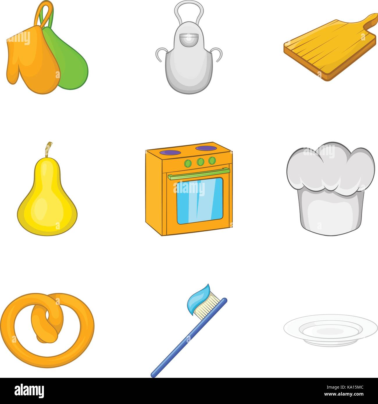 Cooking in the kitchen icons set, cartoon style Stock Vector Image ...