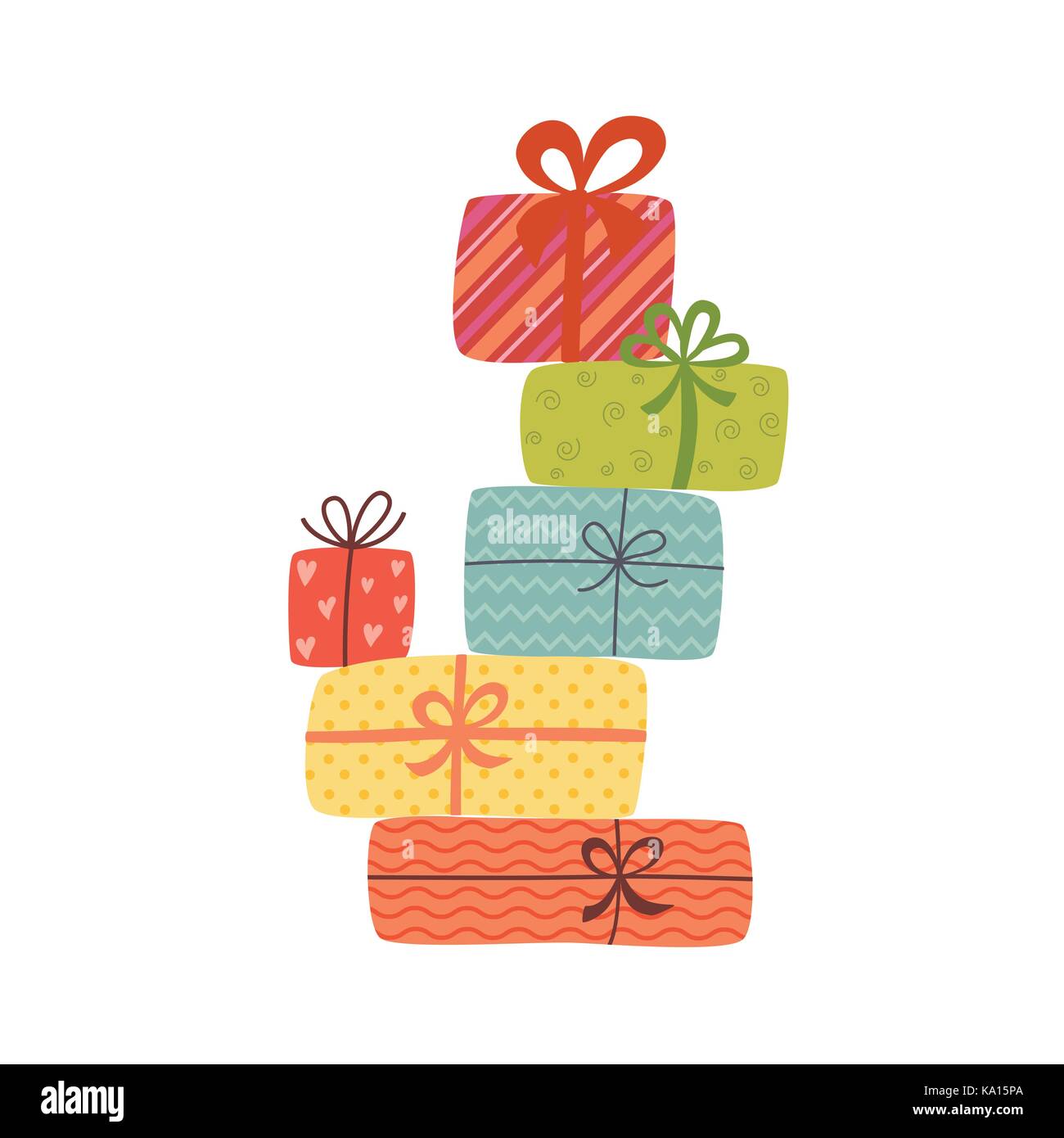 Big pile of colorful wrapped gift boxes. Lots of presents Stock Vector ...