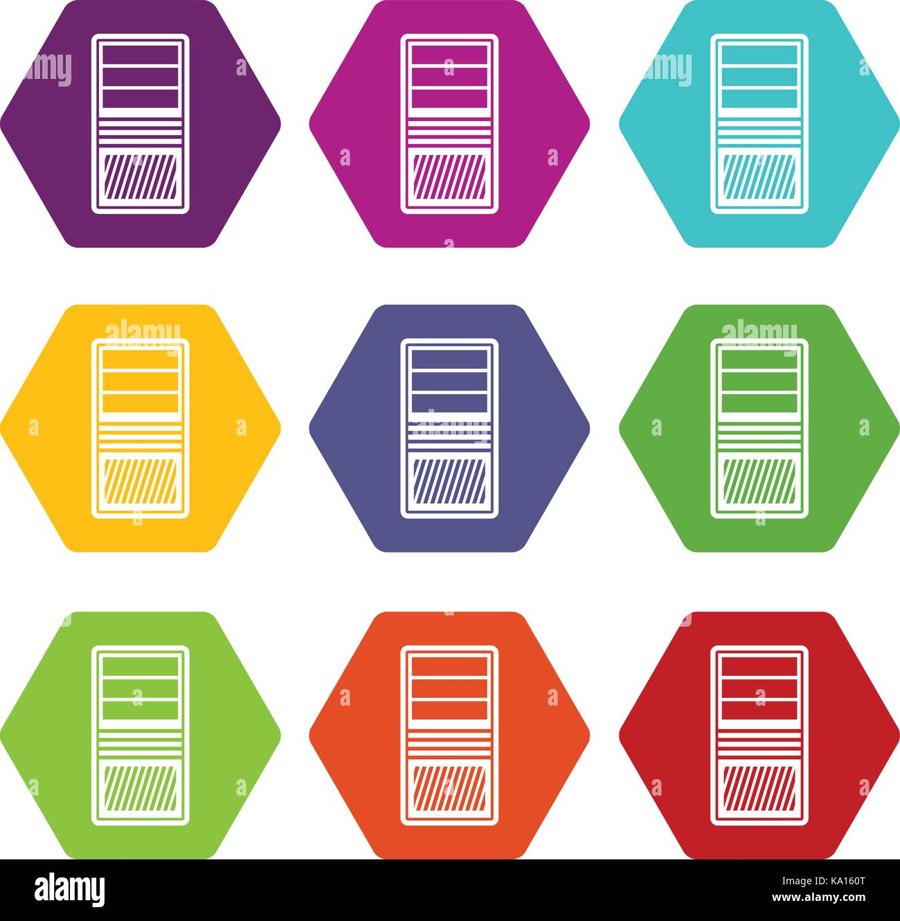 Black computer system unit icon set color hexahedron Stock Vector Image ...