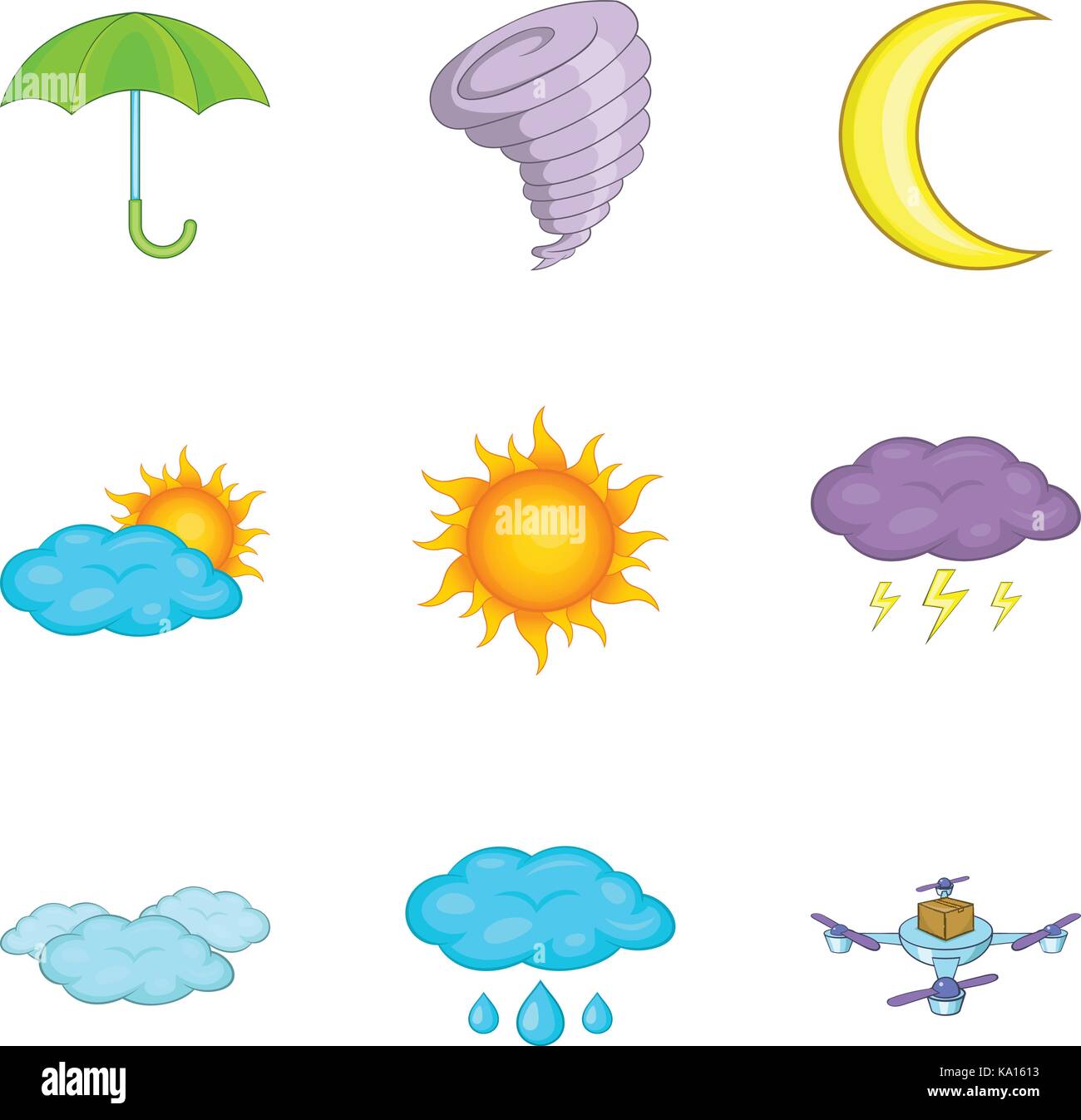 Flight weather icons set, cartoon style Stock Vector Image & Art - Alamy