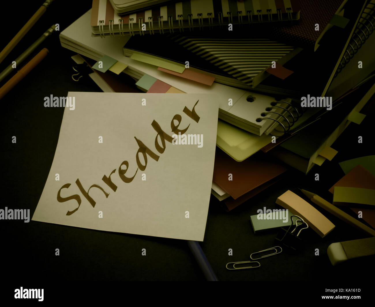 Somebody Left the Message on Your Working Desk; Shredder Stock Photo ...
