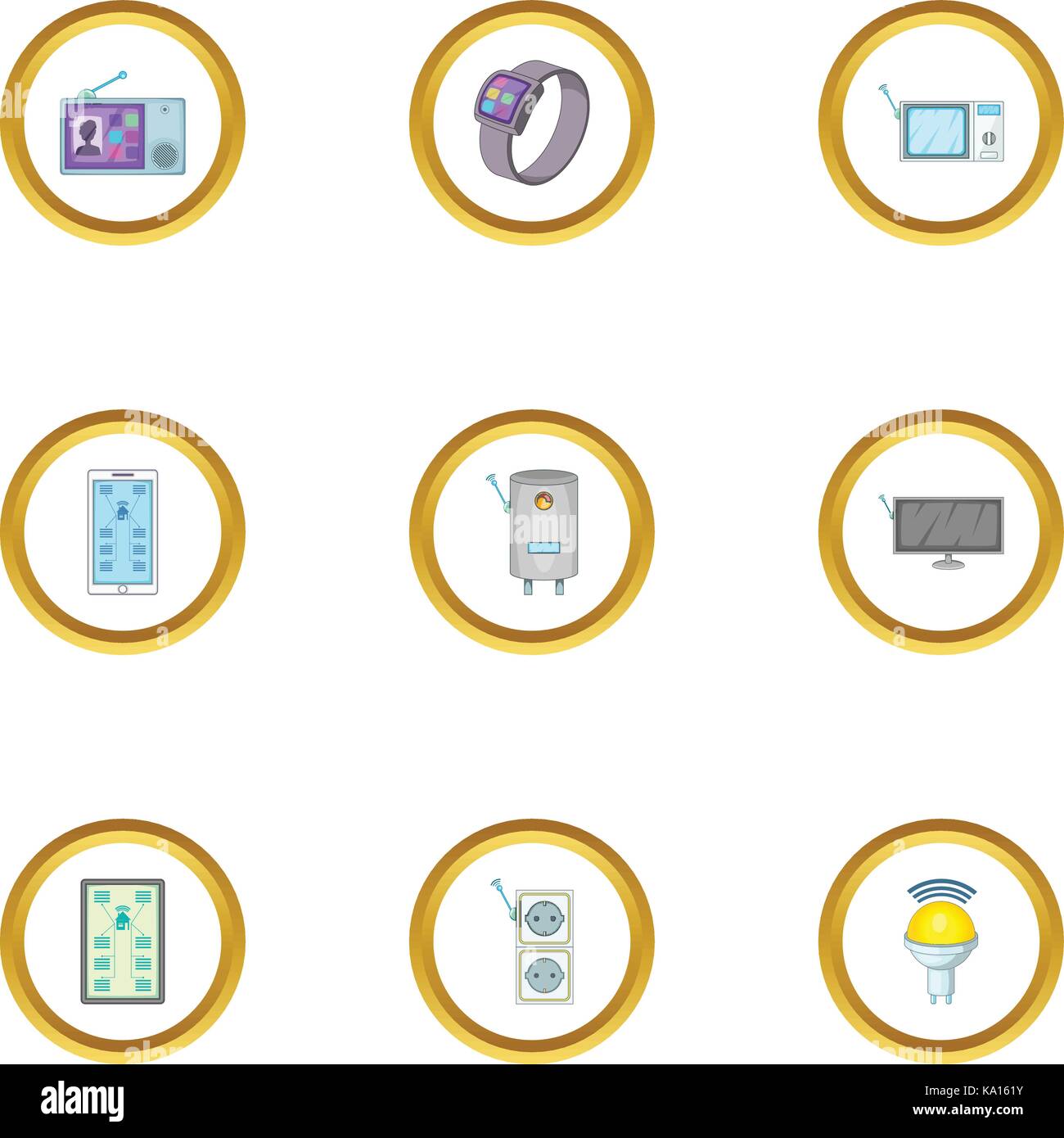 Smart home detector icons set, cartoon style Stock Vector Image & Art ...