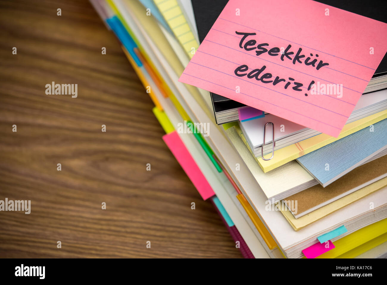 Thank You; The Pile of Business Documents on the Desk Stock Photo - Alamy