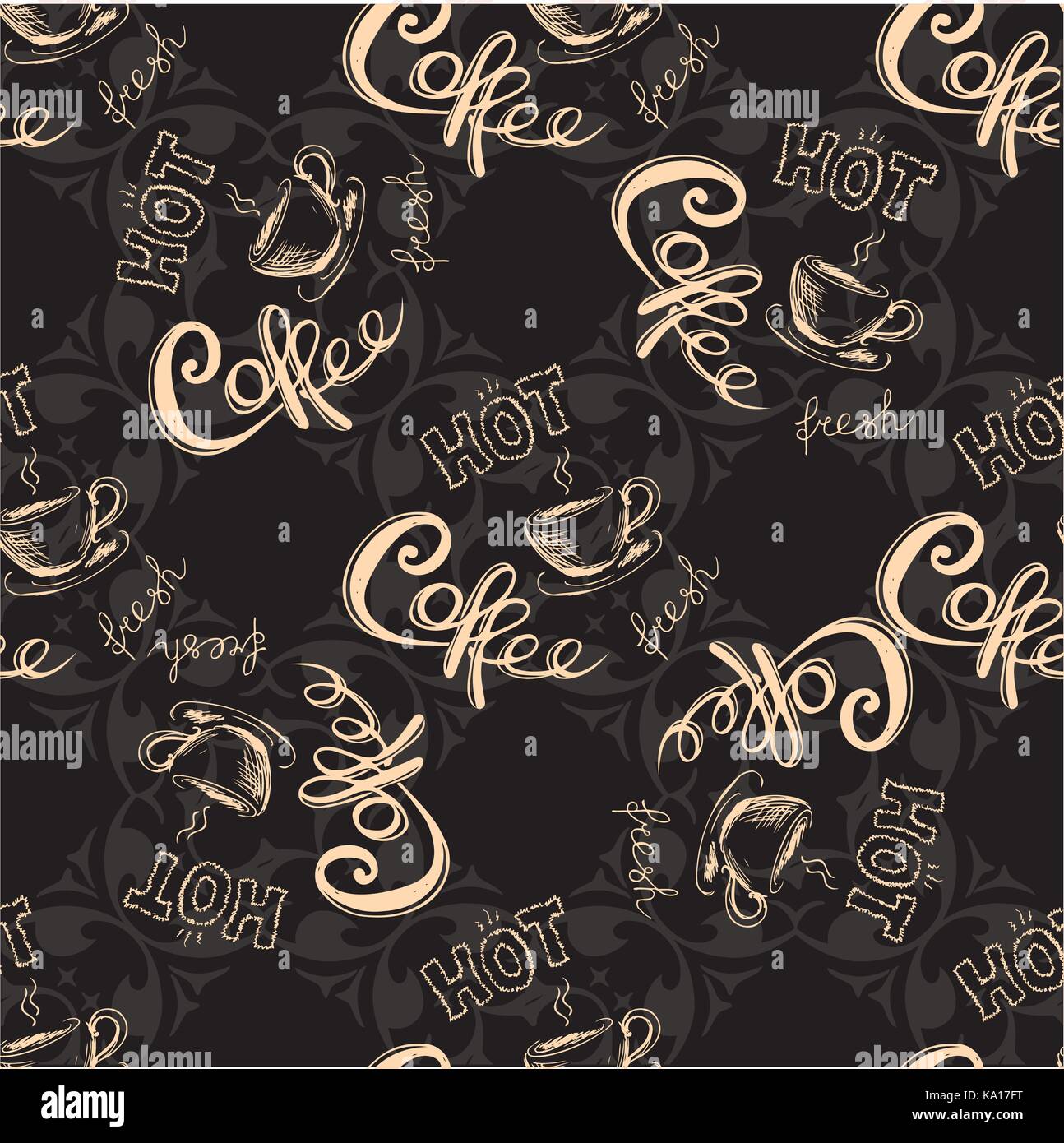 seamless doodle coffee pattern ,hand drawn vector illustration Stock ...