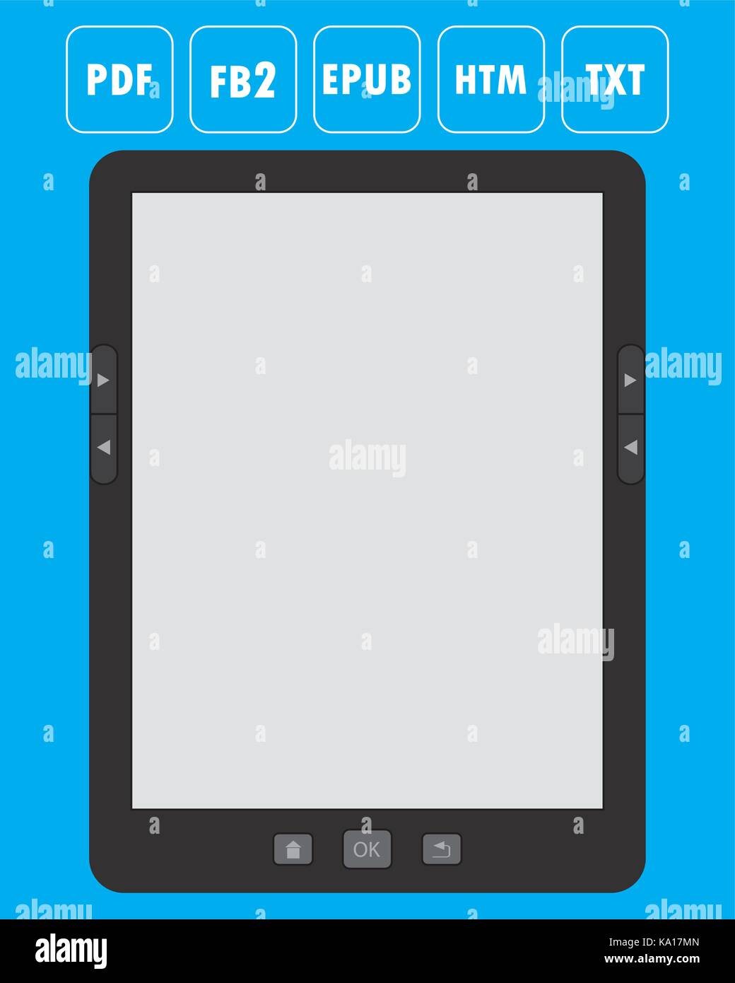 Vector illustration of a portable modern tablet e-book reader, with ...