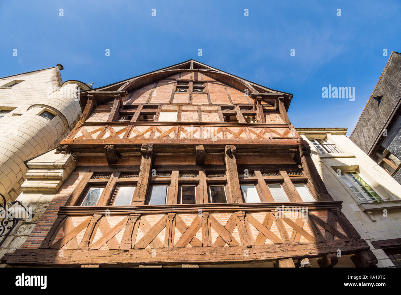 Exterior of "La Maison Rouse" restaurant, Chinon, France Stock Photo ...