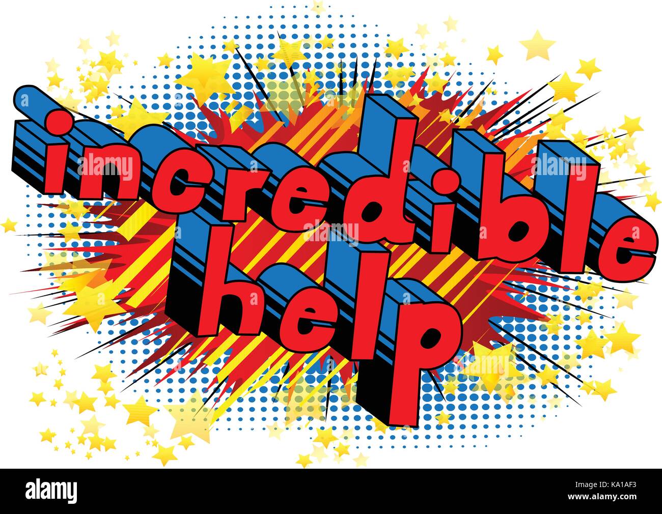 Incredible Help - Comic book style phrase on abstract background Stock ...