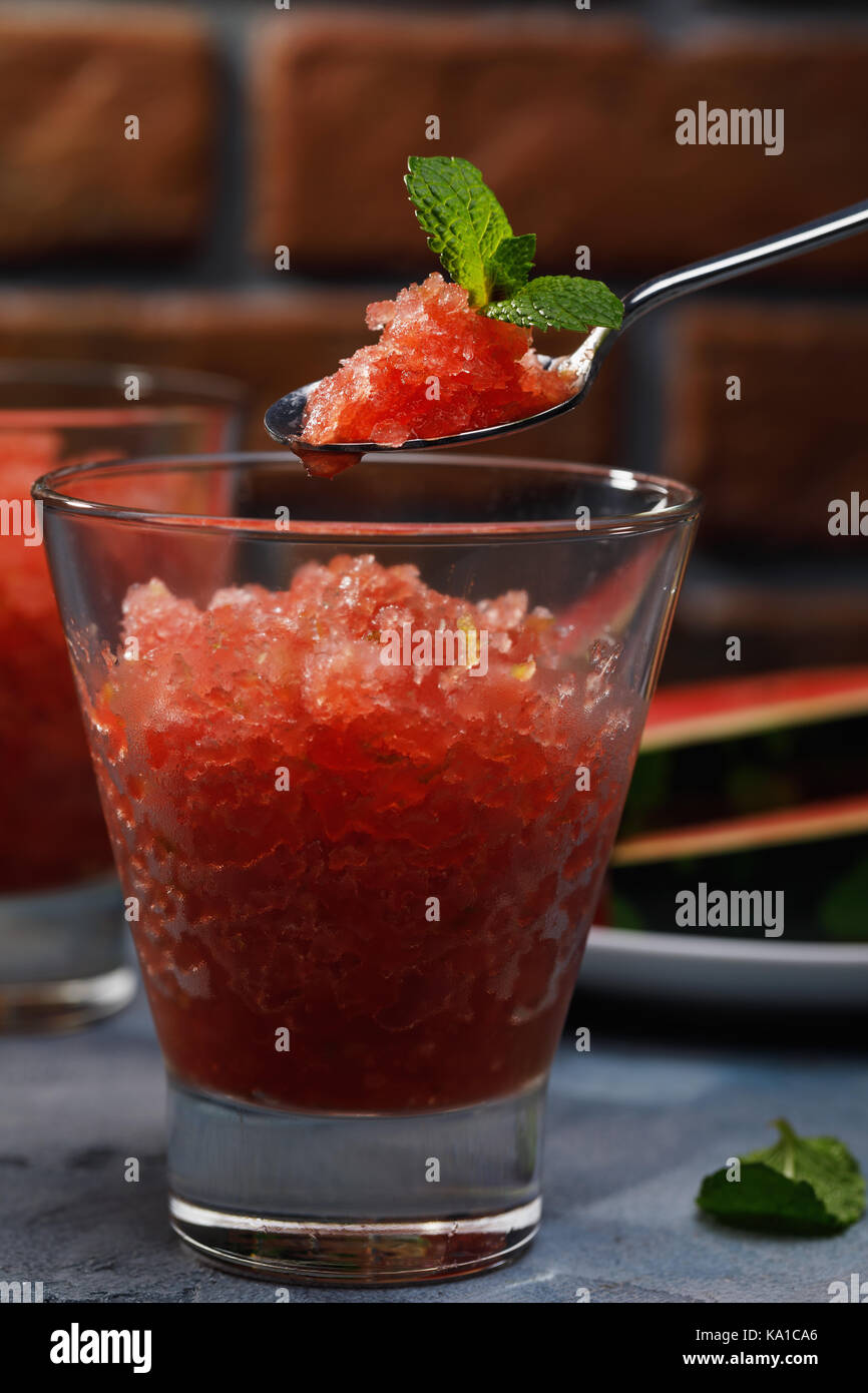 Fresh granite from watermelon and lime, closeup Stock Photo - Alamy