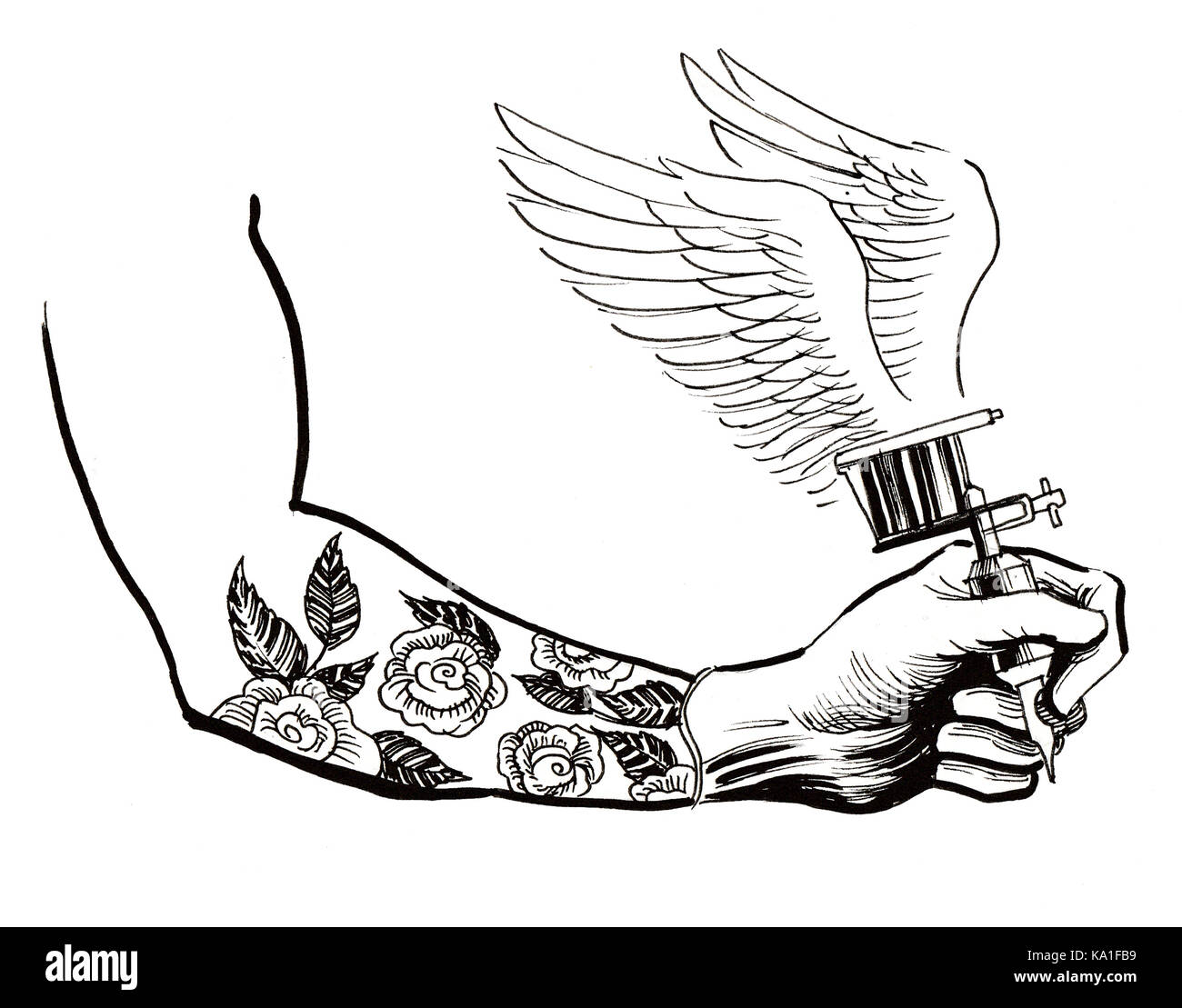 Hand with a tattoo machine Stock Photo - Alamy