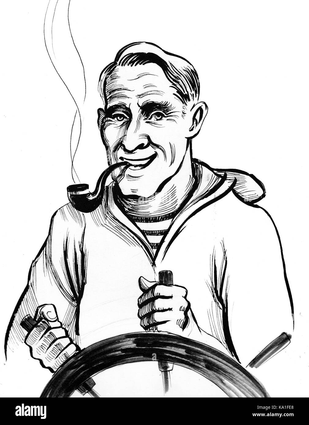 Captain with a smoking pipe Stock Photo - Alamy