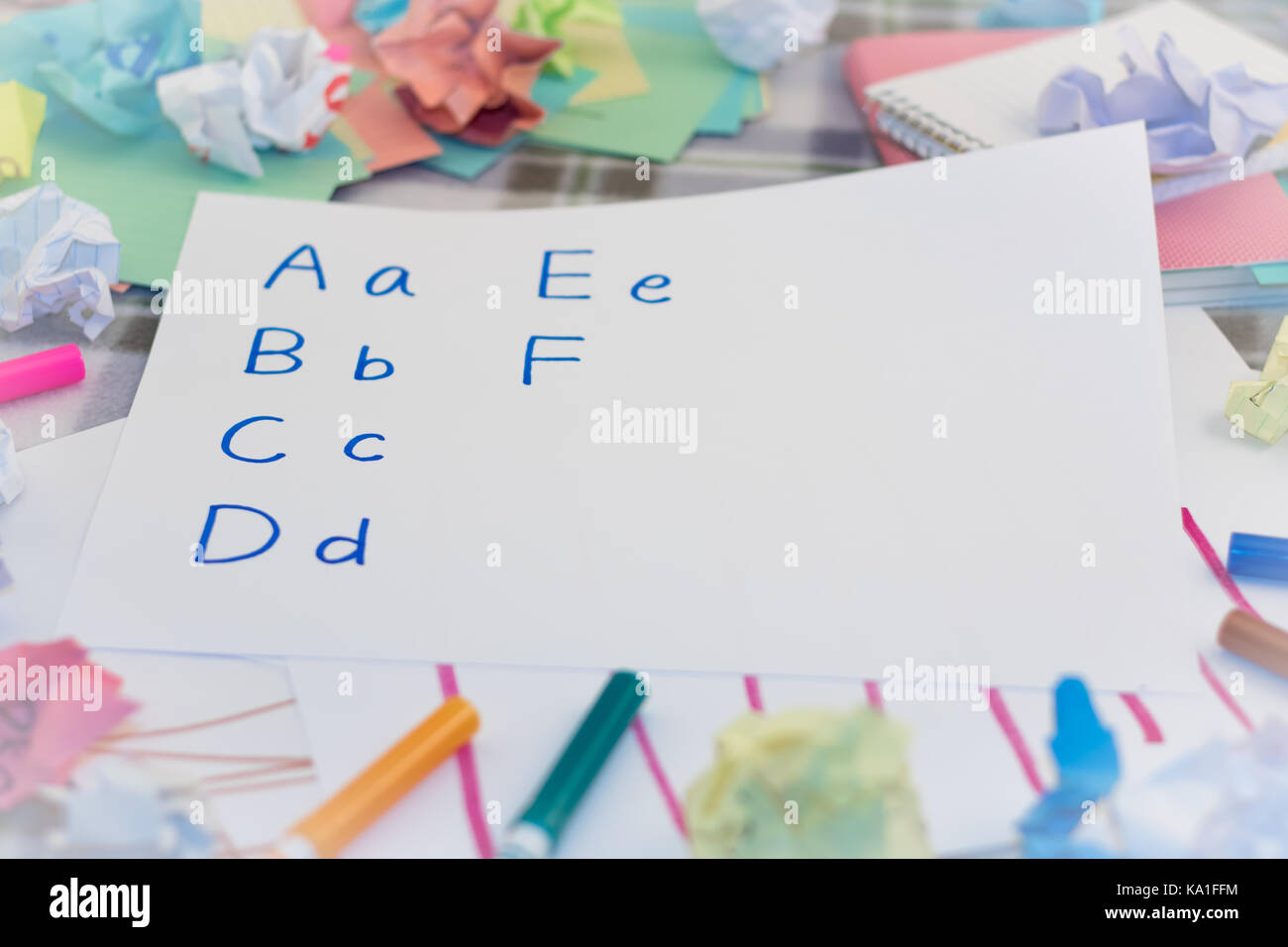 English; Kids Writing Some English Alphabet for Practice Stock Photo ...