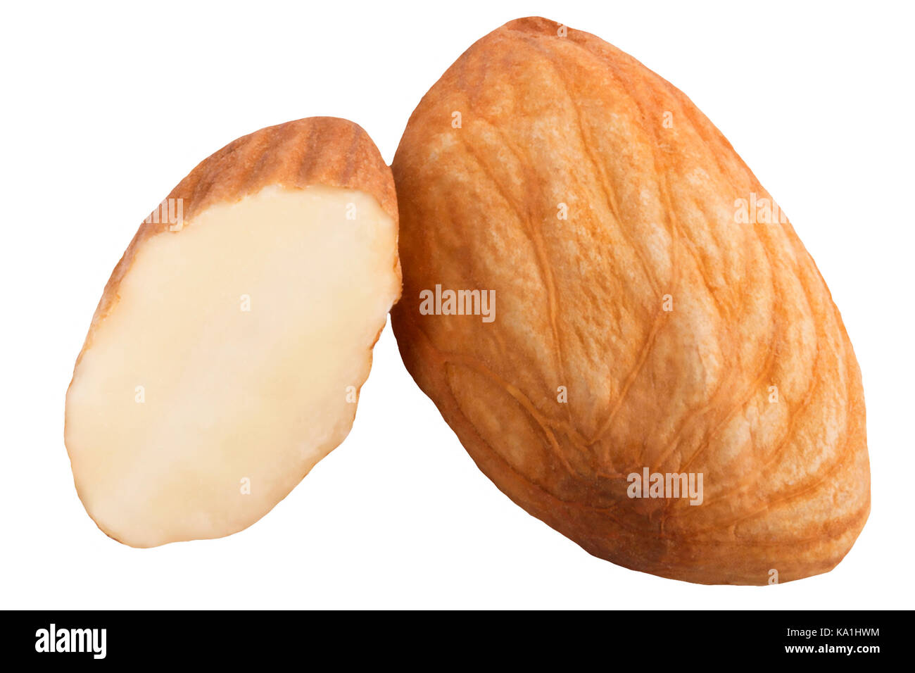 One and half almond isolated on the white background, as package design ...