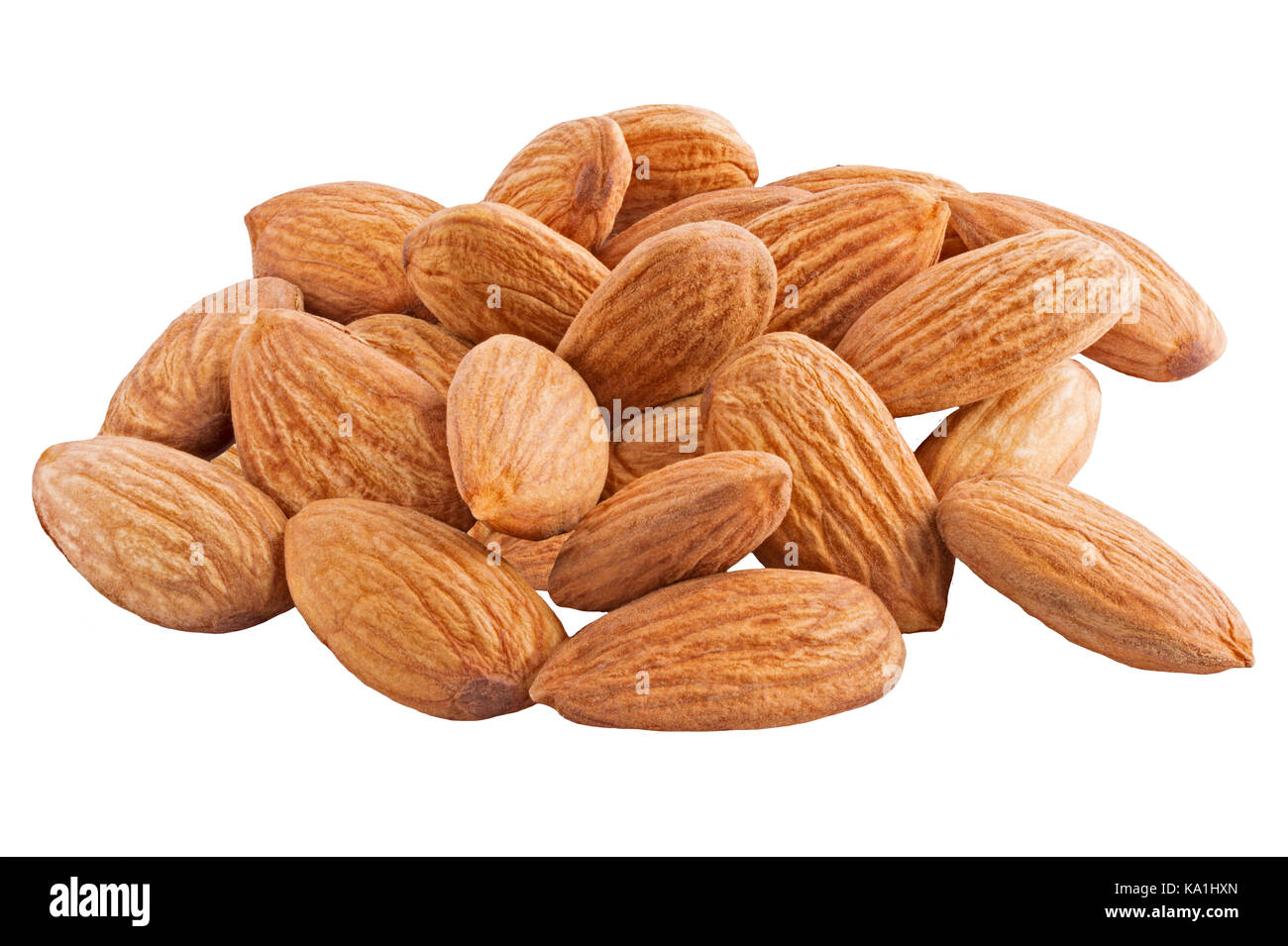 Pile of almonds nut isolated on white background as package design ...