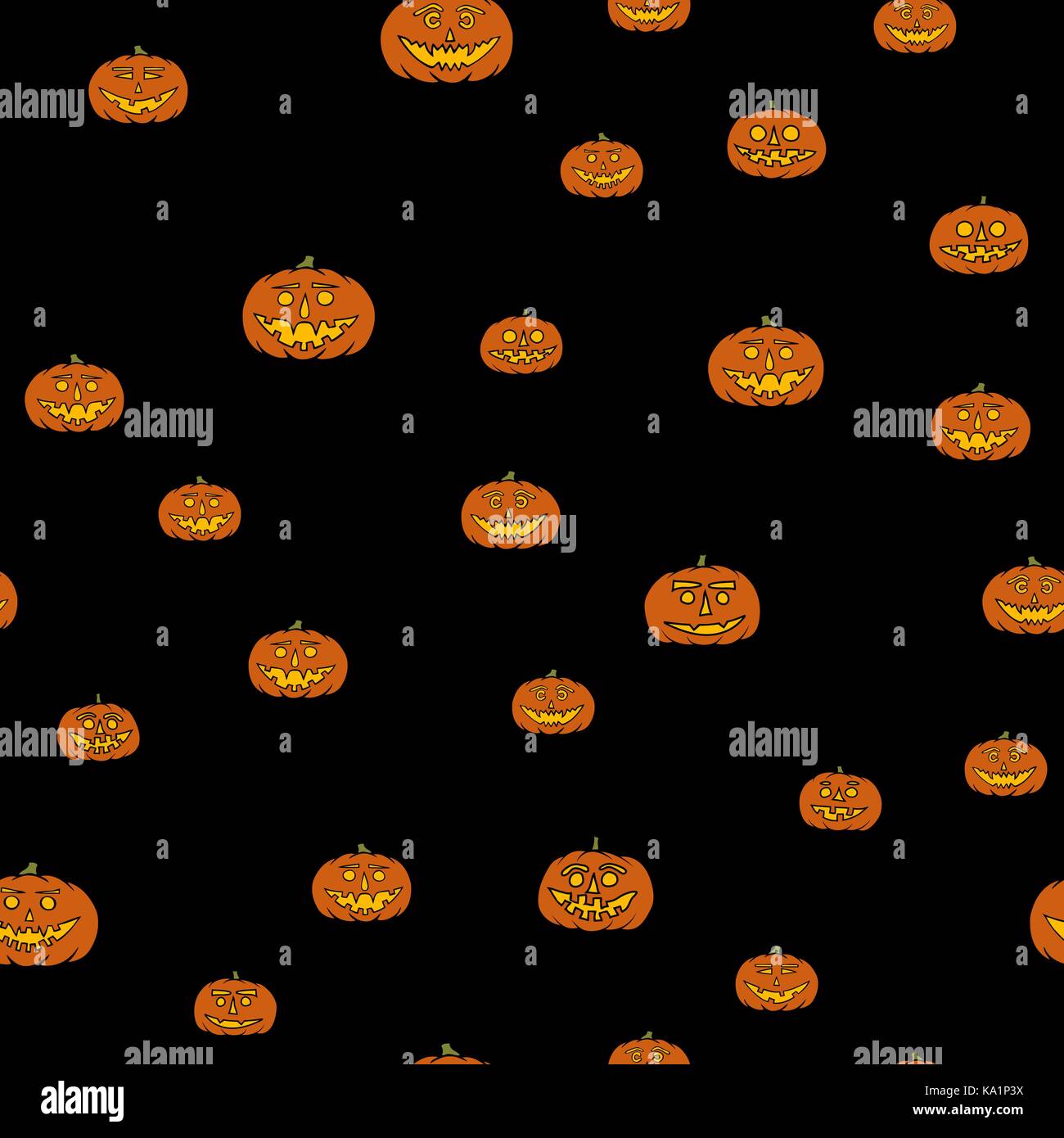 hand drawn jack-o-lantern seamless pattern - halloween background Stock ...