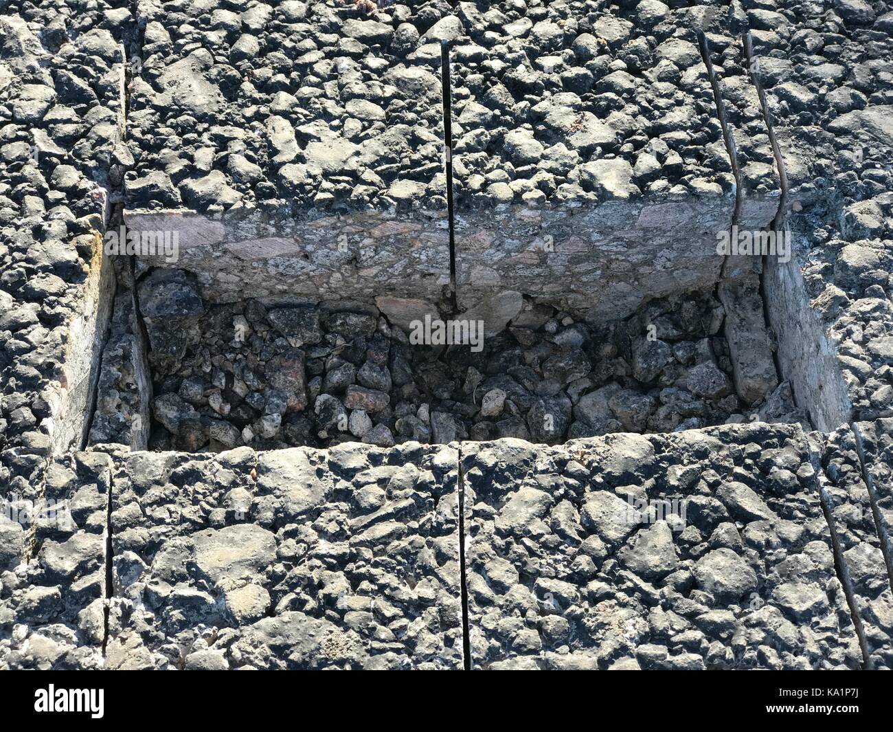 Place of sample of asphalt concrete coating. Kern Stock Photo - Alamy