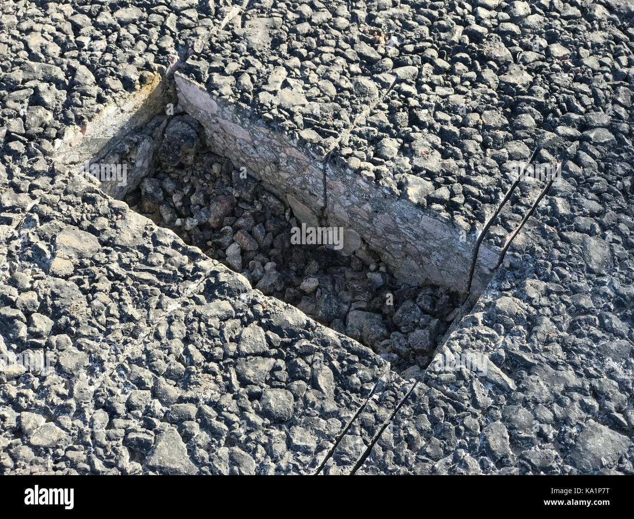 Place of sample of asphalt concrete coating. Kern Stock Photo - Alamy
