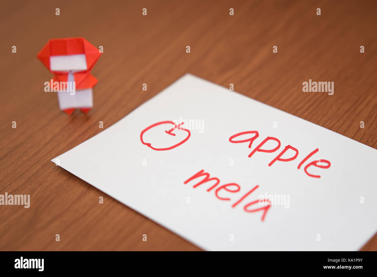 Italian; Learning New Language with Fruits Name Flash Cards Stock Photo ...