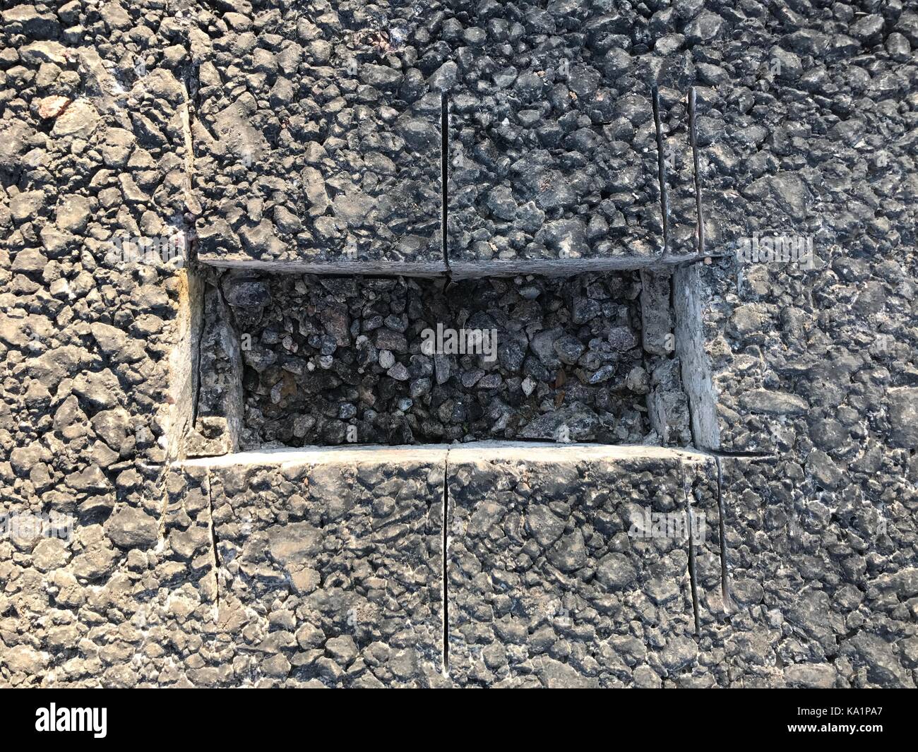 Place of sample of asphalt concrete coating. Kern Stock Photo - Alamy