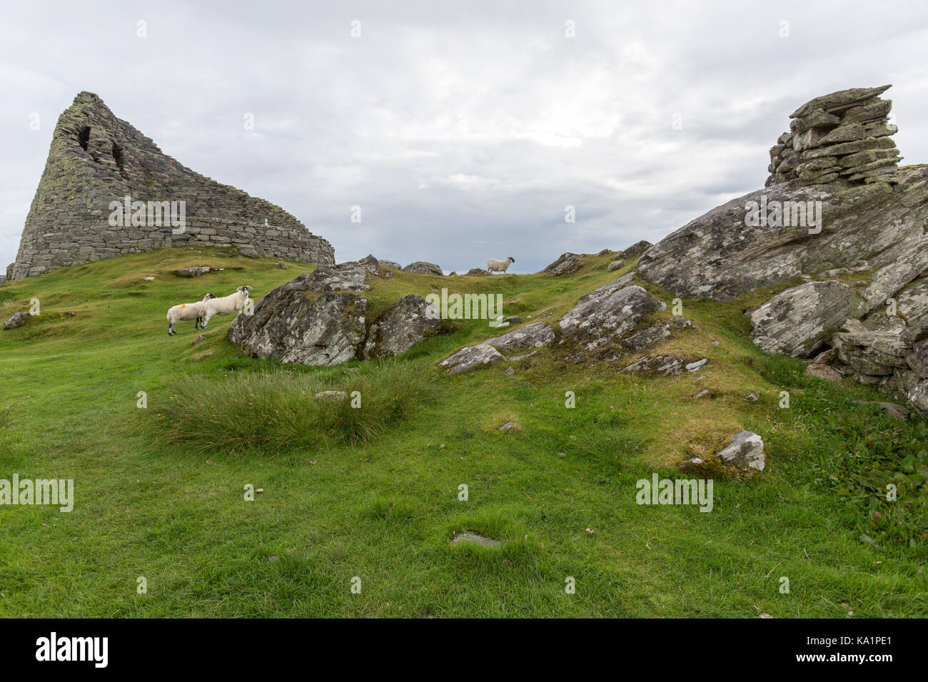 Dun Carloway broch in Iron Age period, Isle of Lewis, Outer Hebrides ...