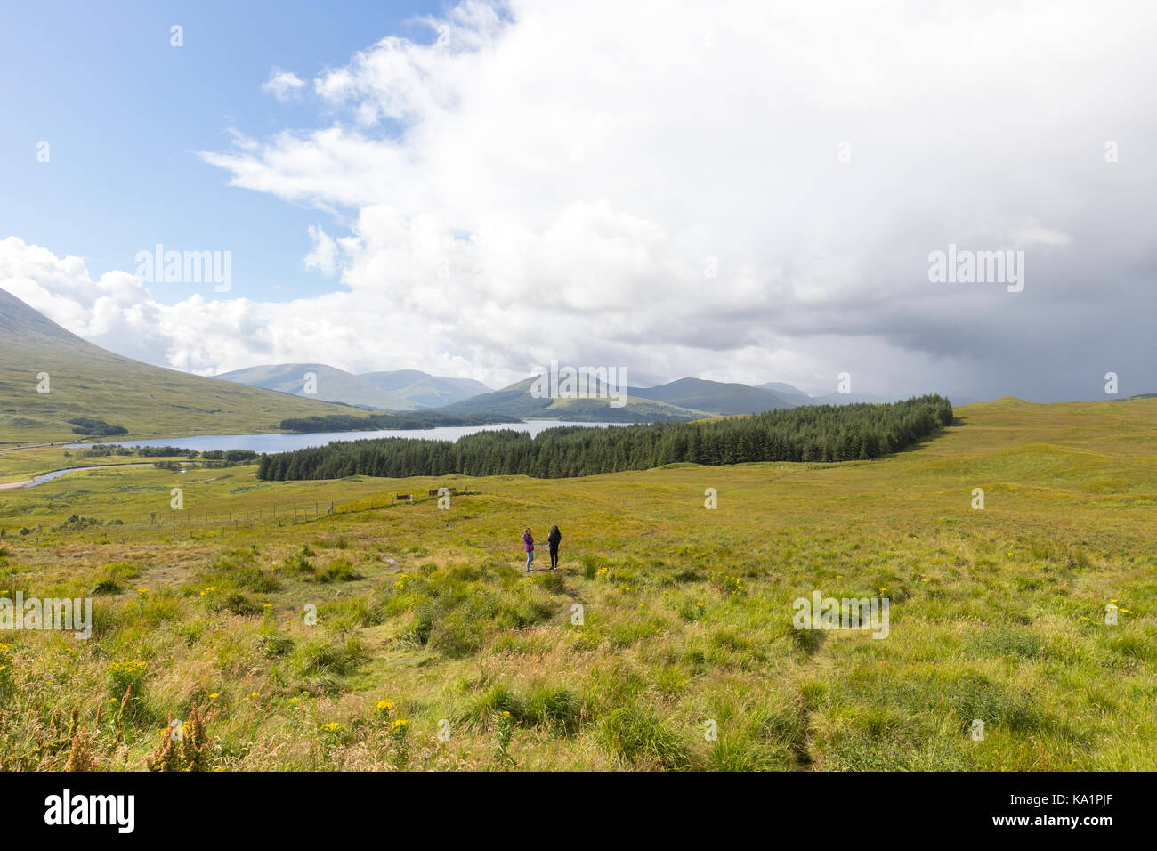 Couple of Tourists taking a picture to Loch Tulla in aScottish ...