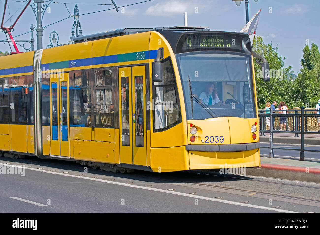 Yellow tram in Budapest, Hungary Stock Photo - Alamy