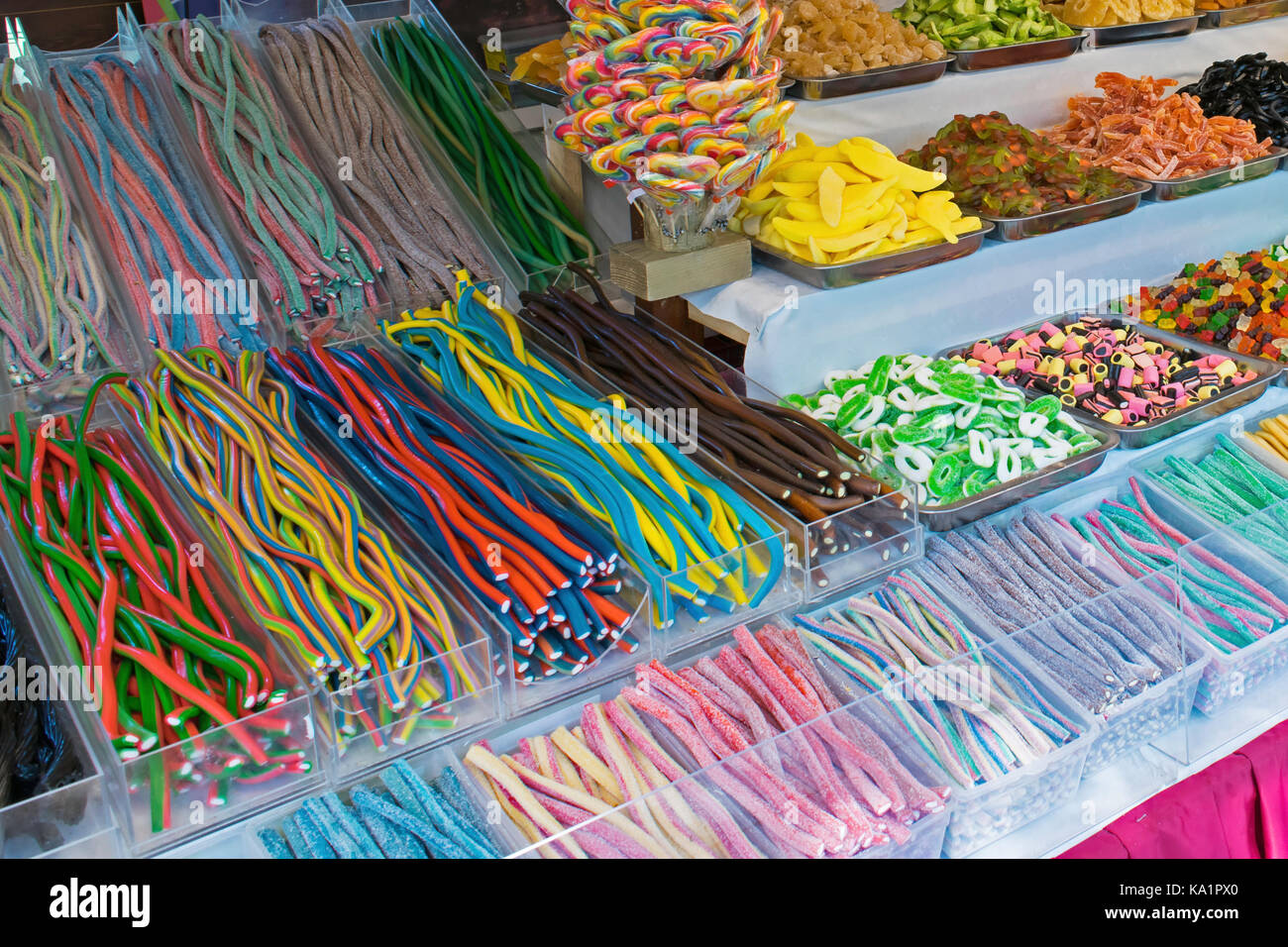Sweets on a Market Stall Stock Photo - Alamy