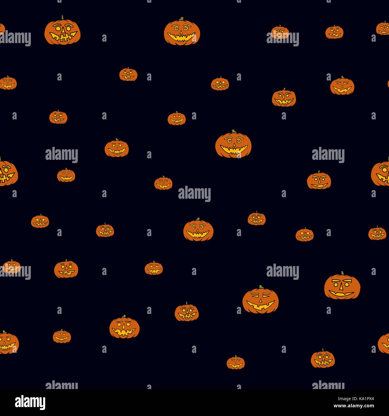 hand drawn jack-o-lantern seamless pattern - halloween background Stock ...