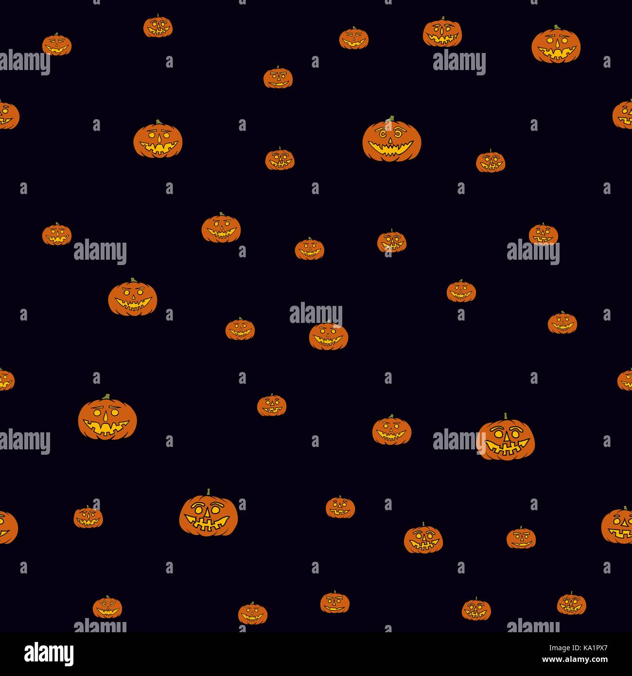 hand drawn jack-o-lantern seamless pattern - halloween background Stock ...