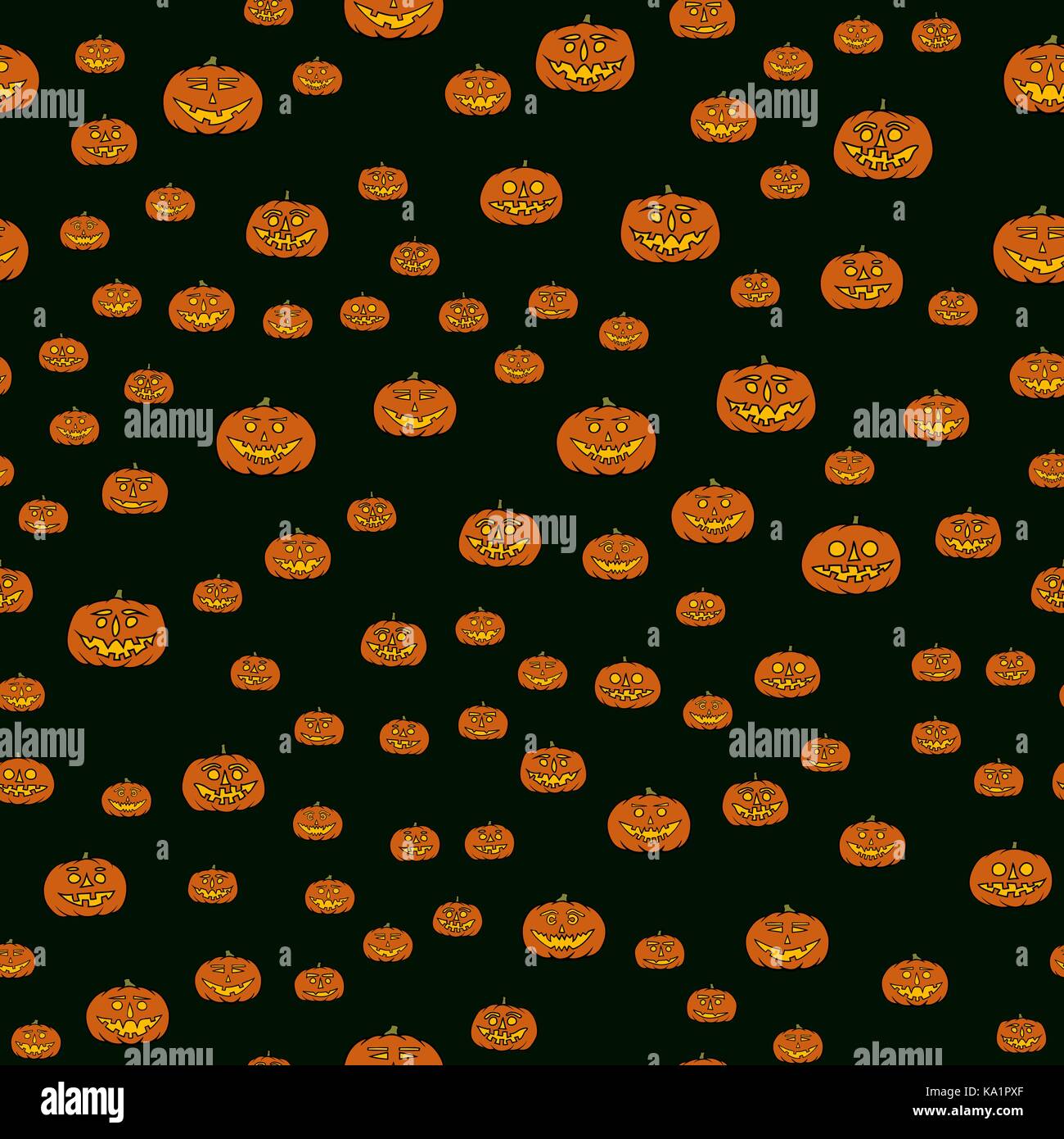 hand drawn jack-o-lantern seamless pattern - halloween background Stock ...