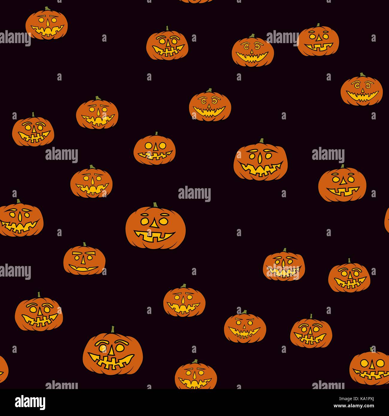 hand drawn jack-o-lantern seamless pattern - halloween background Stock ...